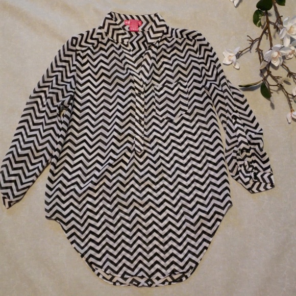 Body Central | Tops | Sheer Chevron Blouse | Poshmark